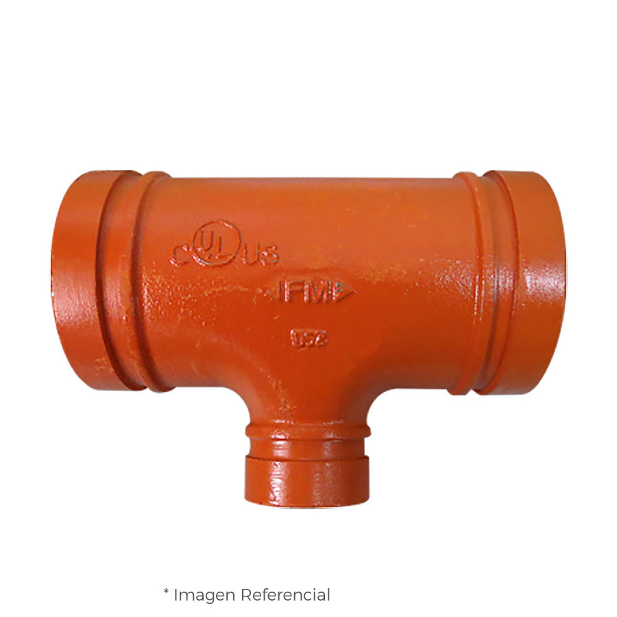 TEE REDUCTORA (REDUCING TEE) RANURADA FIERRO DUCTIL ASTM A536 CERTICACION UL/FM MOD.130R MECH ...