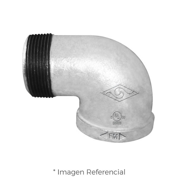 CODO TIPO CALLE/STREET/CACHIMBO (ELBOW STREET) REFORZADO FIERRO MALEABLE GALVANIZADO A197 X 90 ...